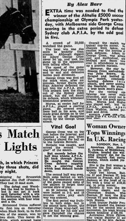 Australia Cup 1964 - Results