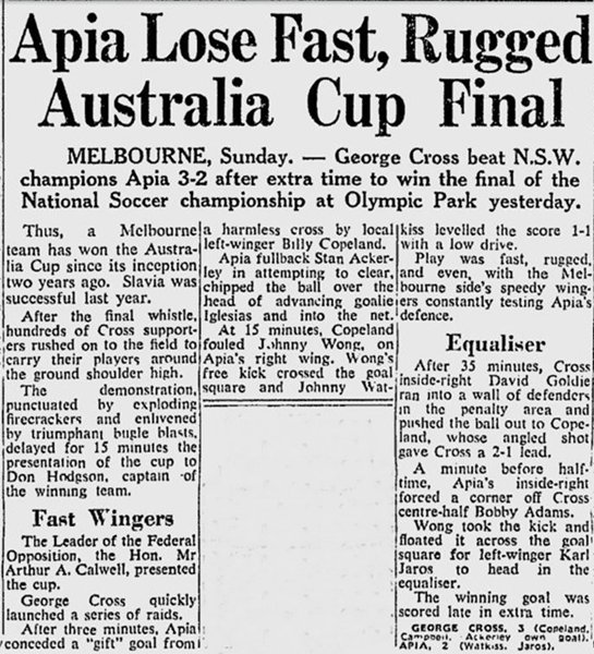 Australia Cup 1964 - Results